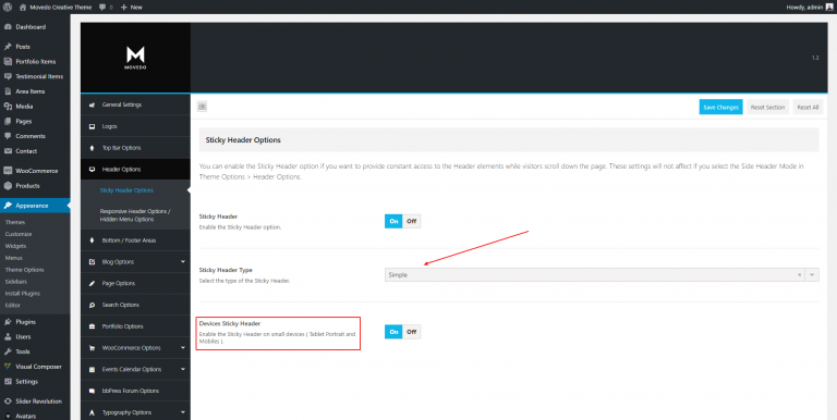 Sticky Header Options in Movedo | Movedo Tutorial